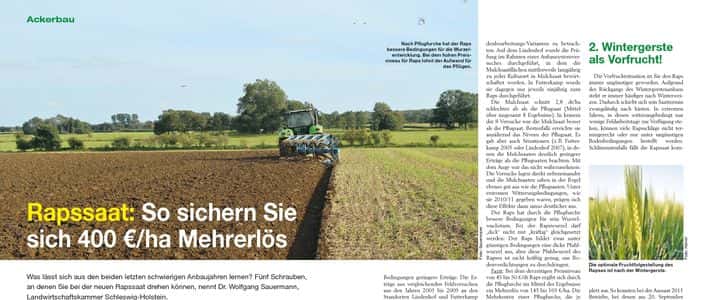 Rapssaat: So sichern Sie sich 400 €/ha Mehrerlös