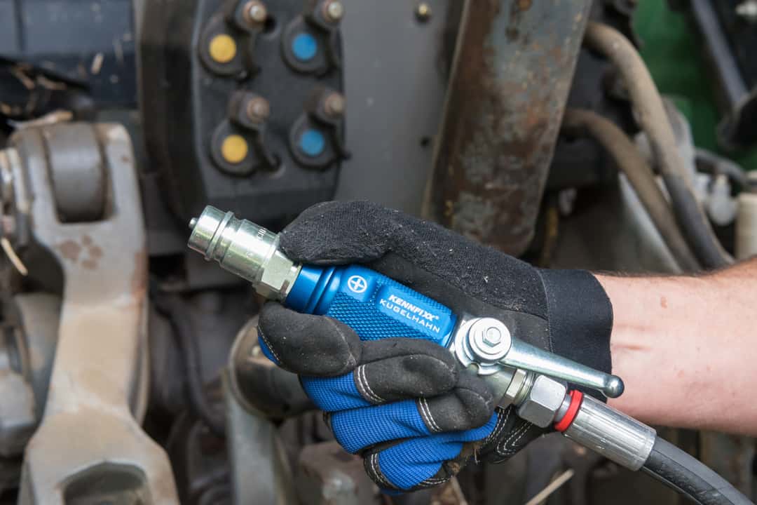 Steckkupplung mit Griff und kompaktem Kugelhahn